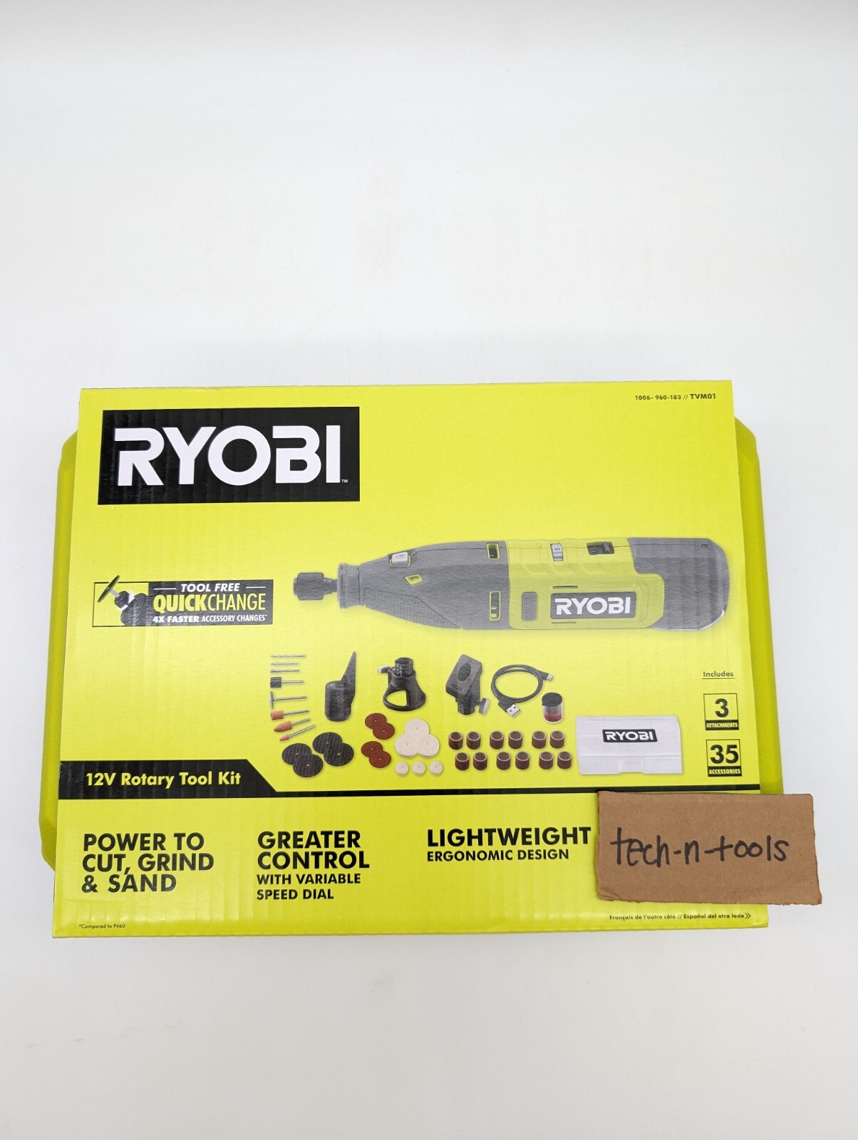 RYOBI 12V Cordless Rotary Tool Kit - Variable Speed TVM01 Cut, Grind ...