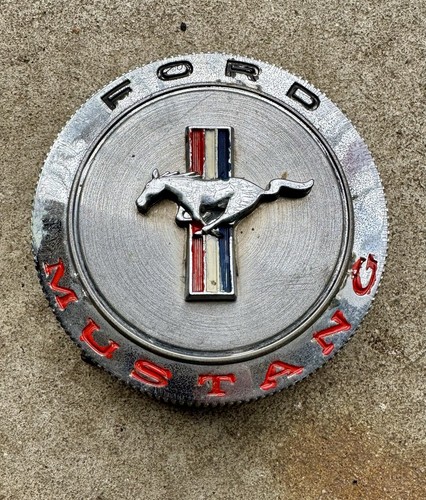 1966 Original Vintage Ford Mustang Gas Cap Chrome Twist on with cable ...