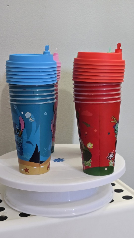 24 Pack Stitch Party Favors Goodie Cups, with 4 Designs, 16OZ Reusable ...