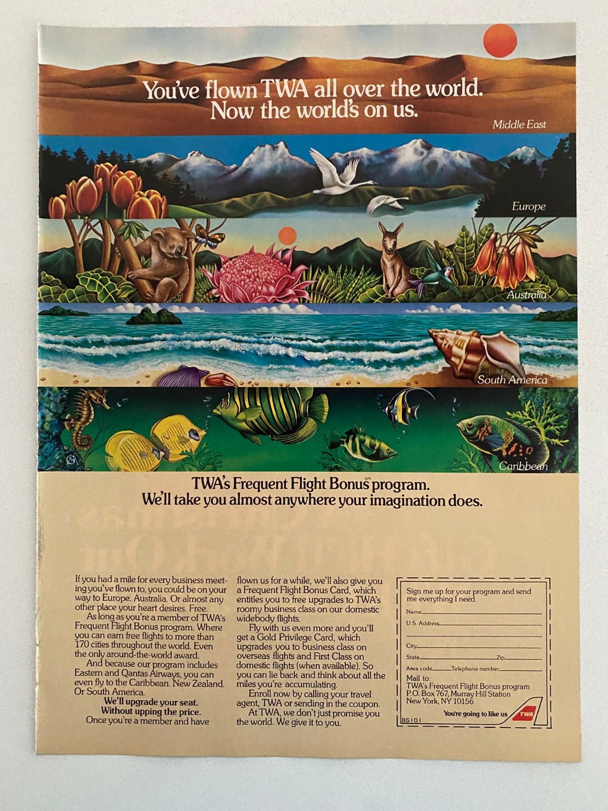 TWA Frequent Flight Bonus Program Vintage 1984 Print Ad | eBay