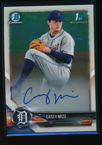CASEY MIZE AUTO 2018 1st Bowman Draft Chrome Autograph Tigers Rookie RC ...