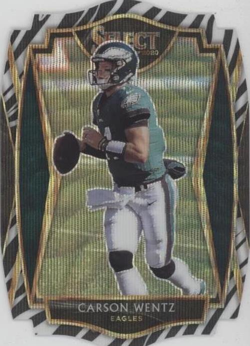 2020 Panini Select - Premier Level Carson Wentz #116 Zebra Prizm Die ...