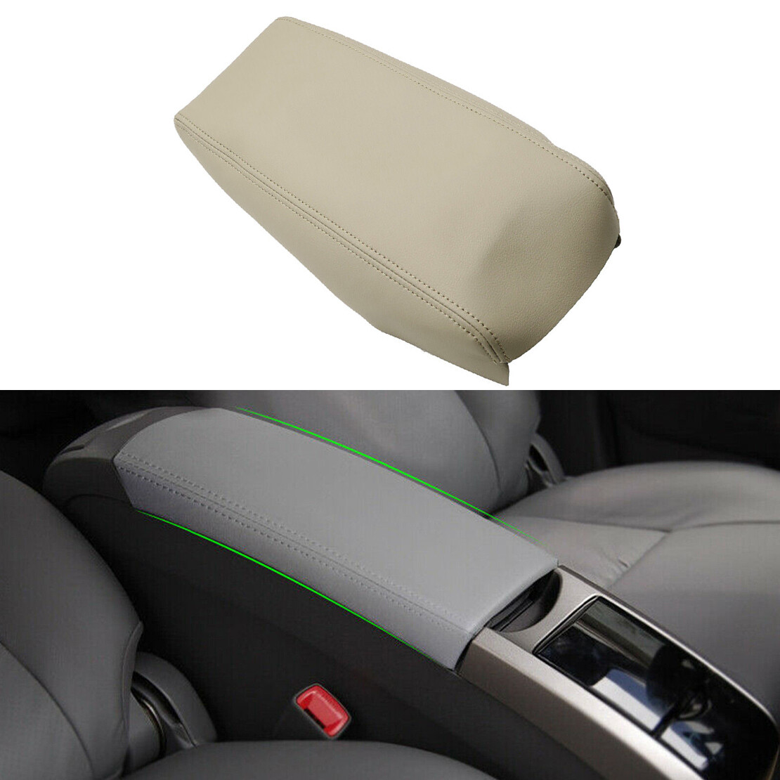 Leather Center Console Lid Armrest Cover Beige Tan Fits 2004-2009 ...