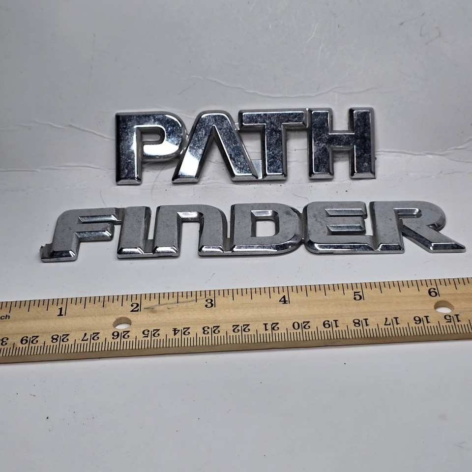 Nissan PATHFINDER Emblem Badge Nameplate Metal Script 10" BROKEN - READ ...