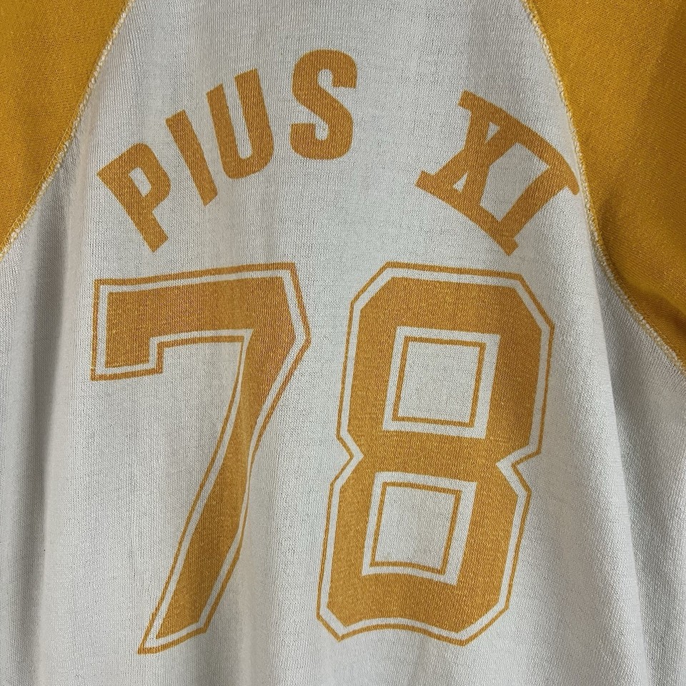 VTG 70s Pope Pius XI Catholic School Two-Tone Raglan Sweatshirt S ...