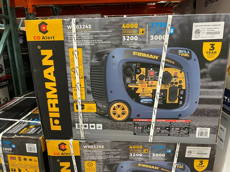 Firman WH03242 3200W / 4000W Electric/Recoil Start Dual Fuel Inverter ...