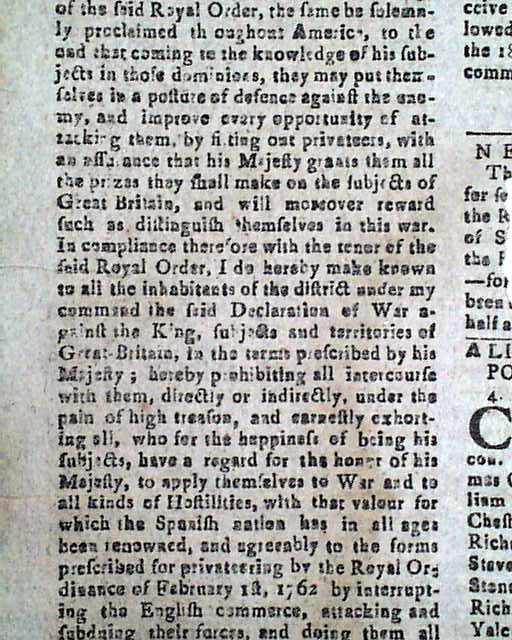 Rare NEW HAVEN Connecticut American Revolutionary War 1780 Broadsheet ...