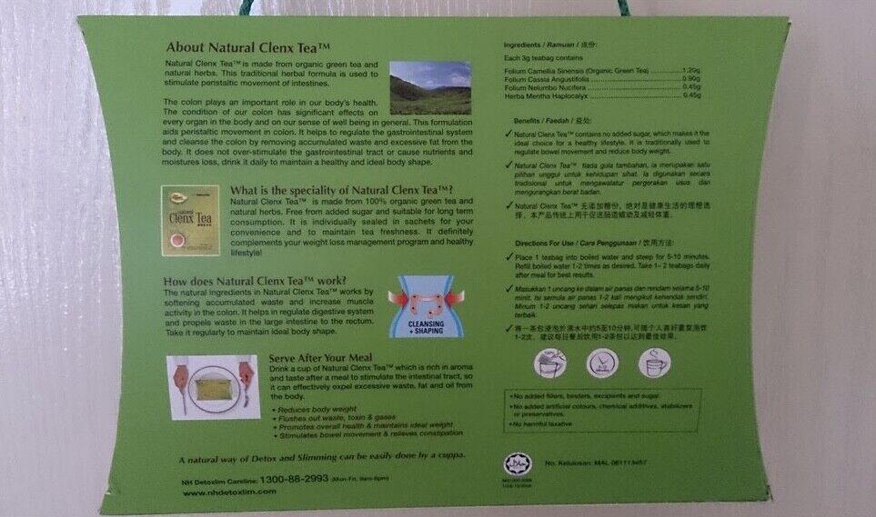 NH Detoxlim Clenx Tea for Natural Weight Loss & Detox 55 Sachets FREE ...