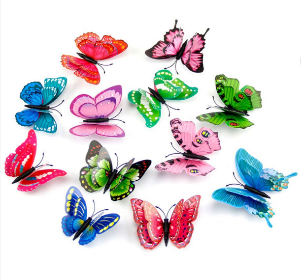 Choose Color 12 Piece Vinyl 3D DOUBLE-WING BUTTERFLIES Curtain ...