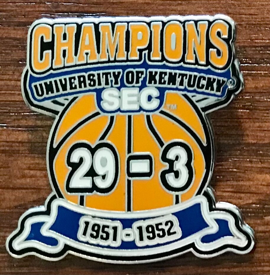 UNIVERSITY of KENTUCKY 1951-52 NCAA SEC CHAMPIONS PIN Willabee & Ward ...