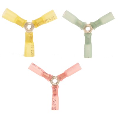 MVP 10 Ea Red Blue & Yellow Three Way Wye Terminals 10-22 AWG Ga Heat ...