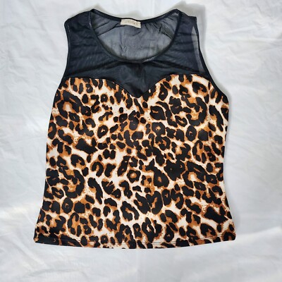 Ambiance Leopard Print with Sheer Upper Area Sleeveless Top | eBay