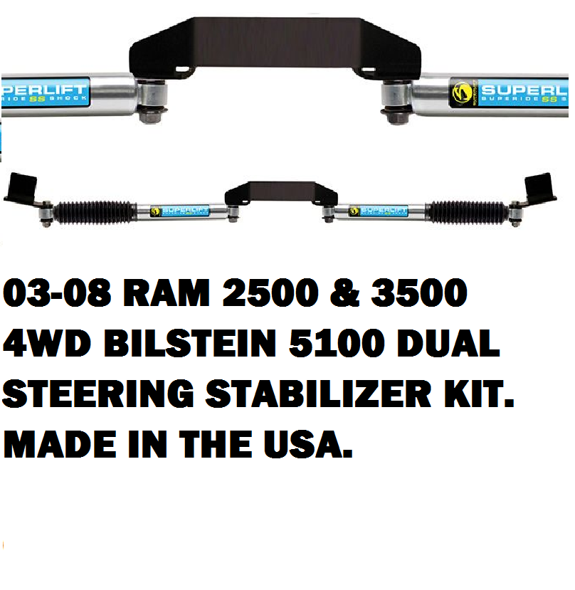 Bilstein 5100 Superlift Dual Steering Stabilizer 03-08 Dodge Ram 2500/ ...
