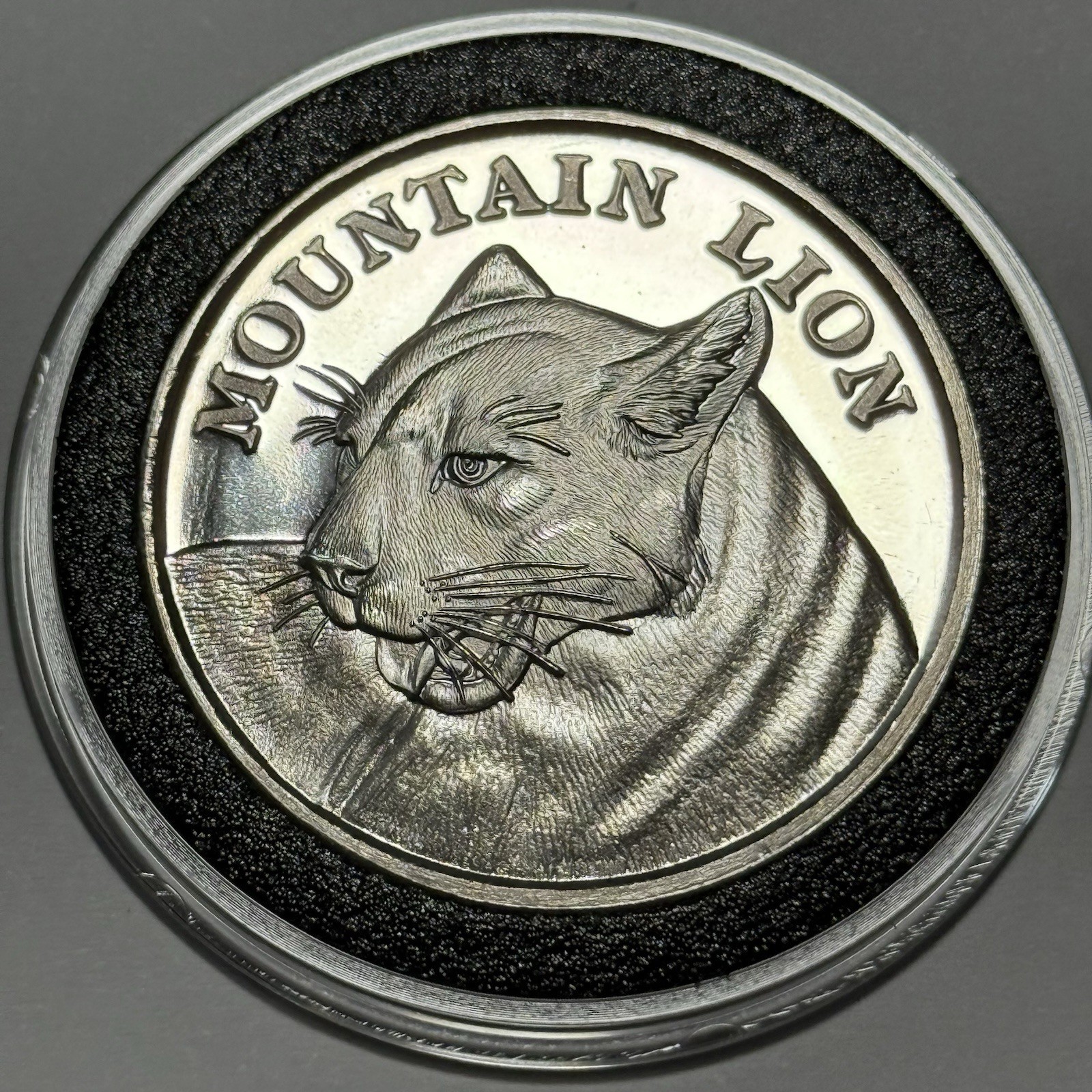 Mountain Lion Cougar Happy Hunting Coin 1 Troy Oz .999 Fine Silver ...