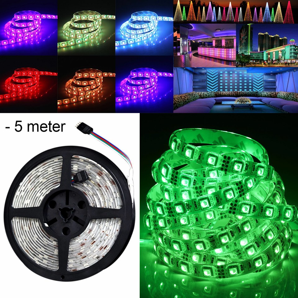 LED STRIP LIGHTS 5050 RGB COLOUR CHANGING TAPE UNDER CABINET KITCHEN TV ...
