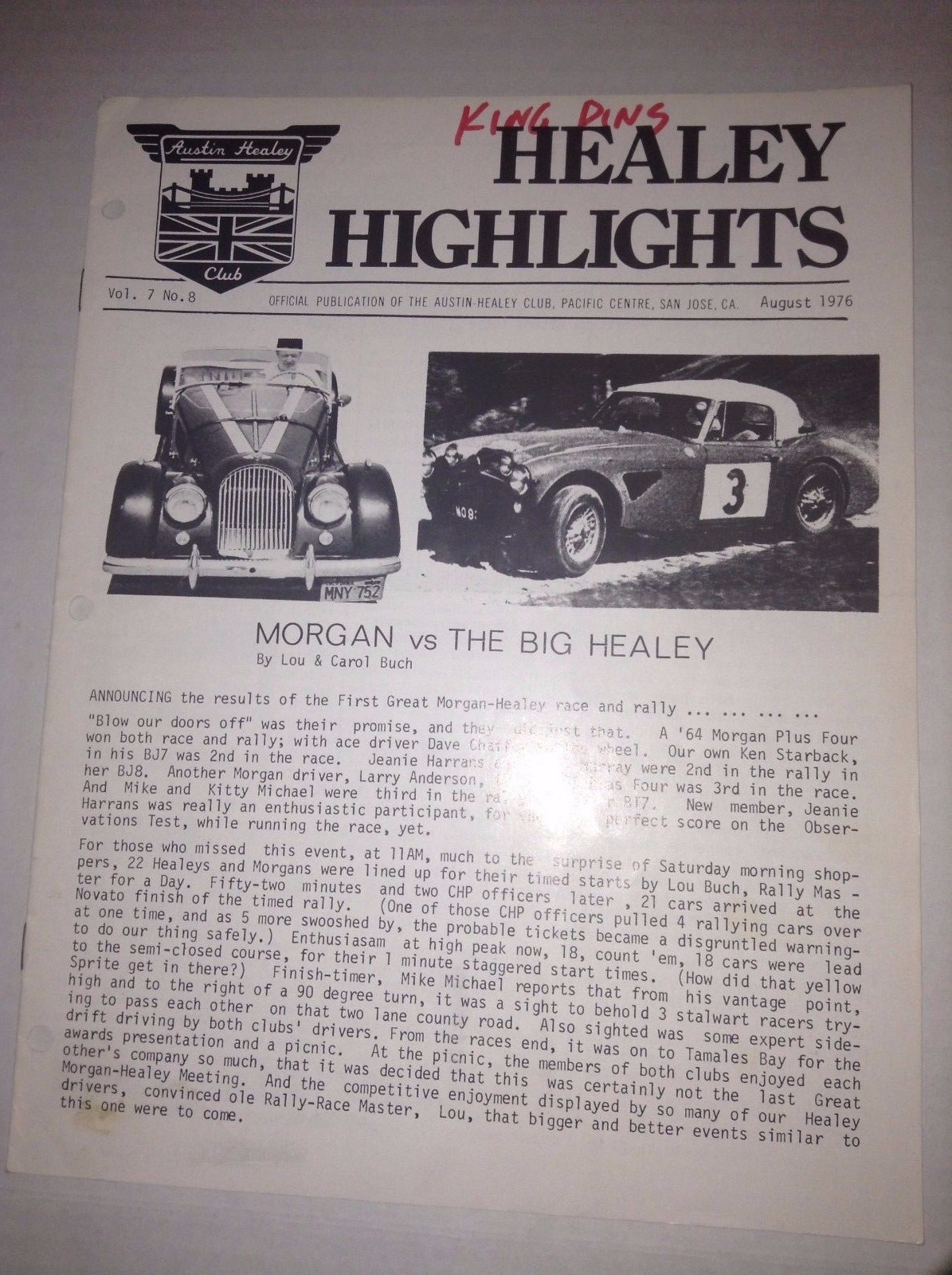 Healey Highlights Magazine Morgan Vs The Big Healey August 1976 ...