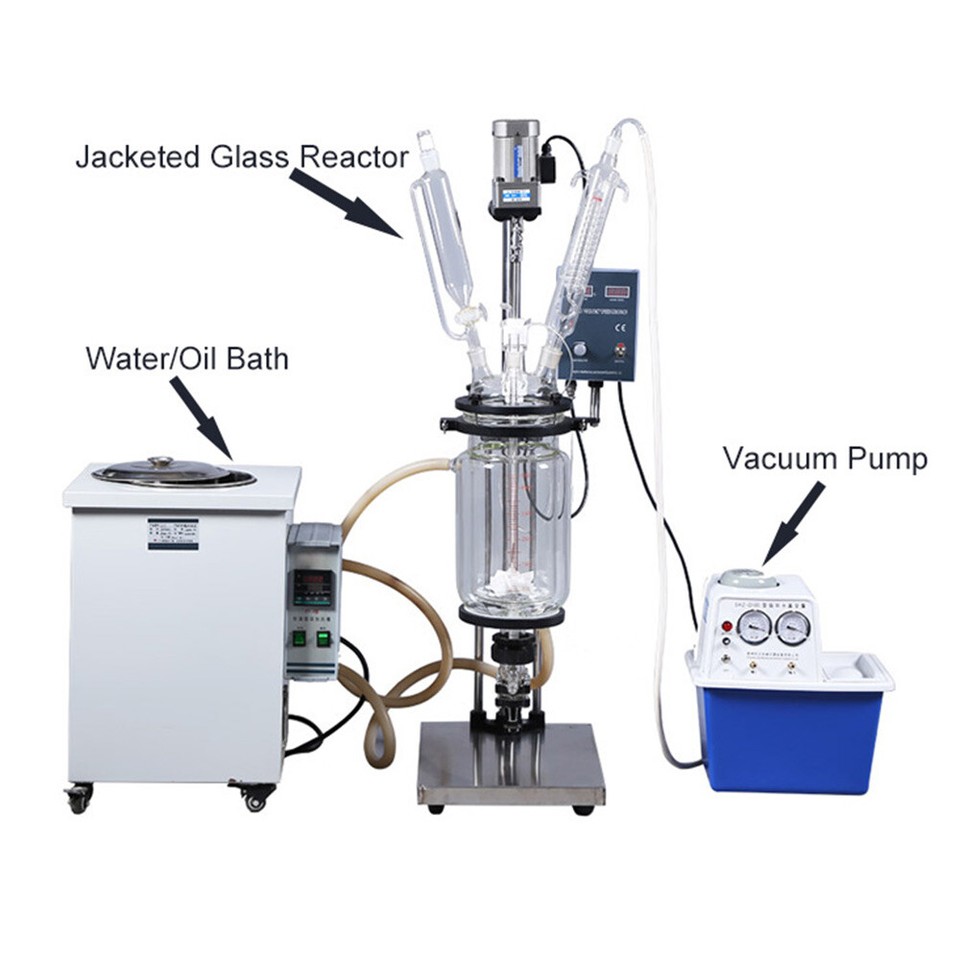 1L Mini Lab Reactor Jacketed Glass Reactor Chemical Stirred Reaction ...