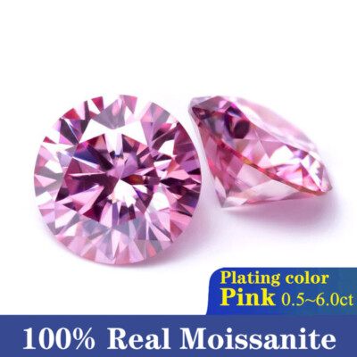 6.5mm Loose Moissanite Stone Plating Pink Round VVS Pass Diamond Tester ...