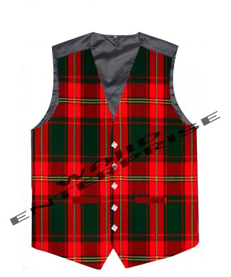 Ulster Red Tartan Kilt Vest 5 Buttons Formal Kilt WAISTCOAT Scott ...
