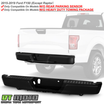 2015-2019 Ford F150 Pickup w/o Sensor Hole and Hitch Black Rear Bumper ...