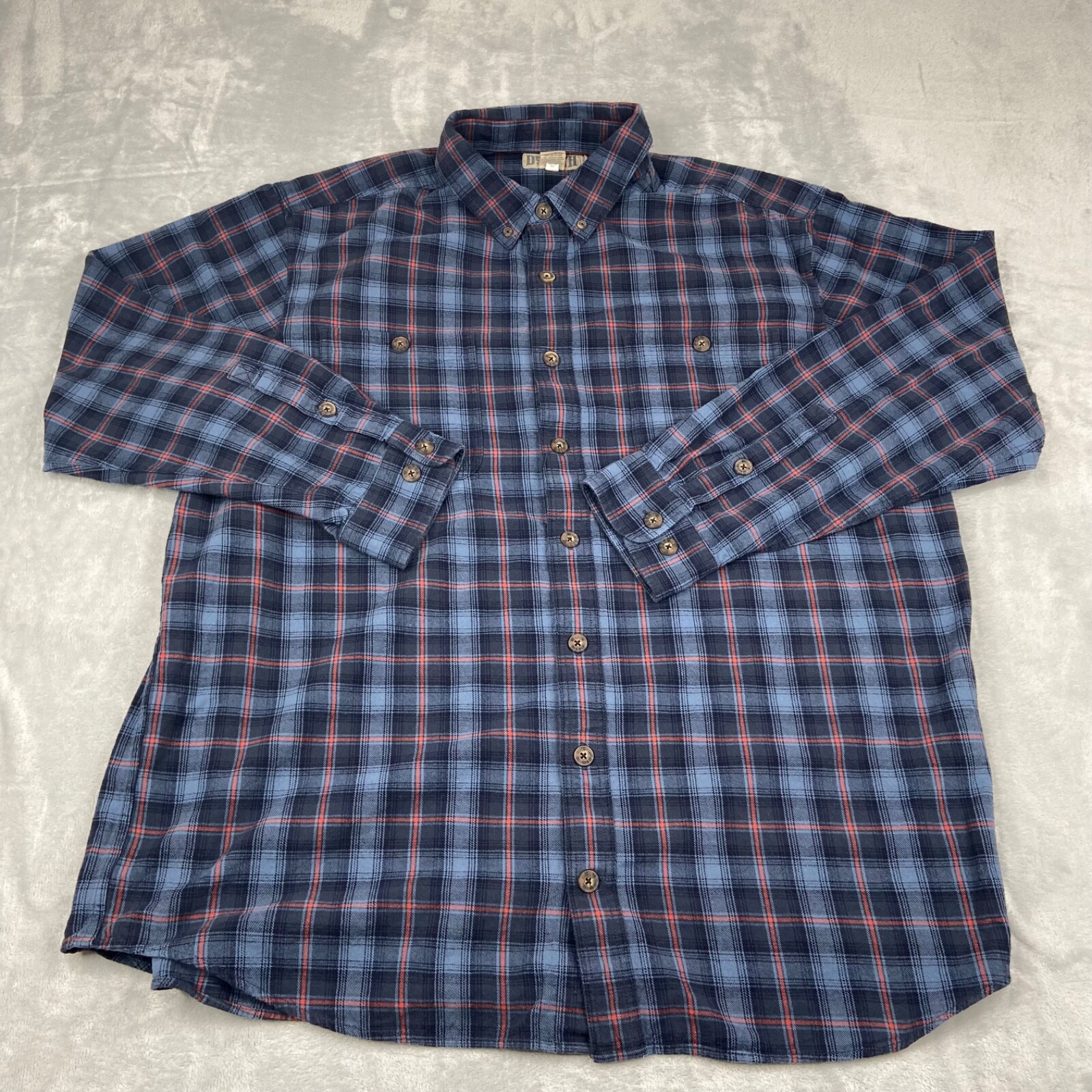 Duluth Trading Shirt Men Extra Large Tall Blue Plaid … - Gem