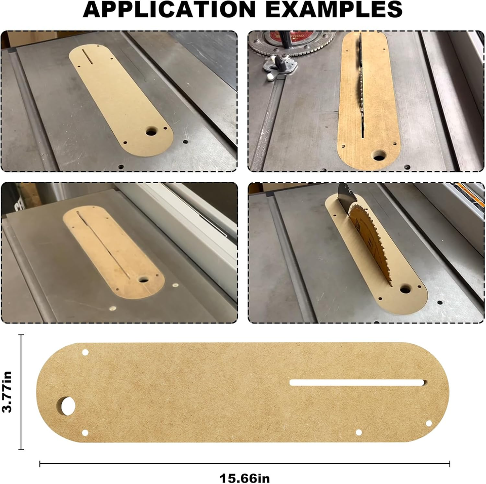 Dado Throat Plate Zero Clearance insert Fits Delta Table Saws 36-725 36 ...