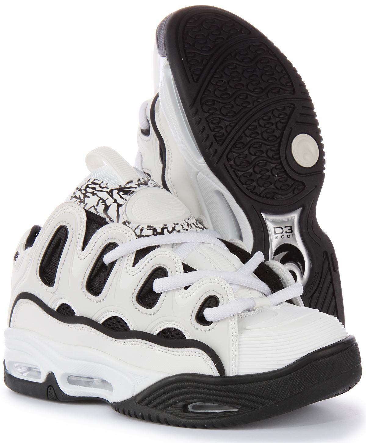Osiris D3 2001 Chunky Sole Lace Up Skateboard Trainer White Black Mens ...