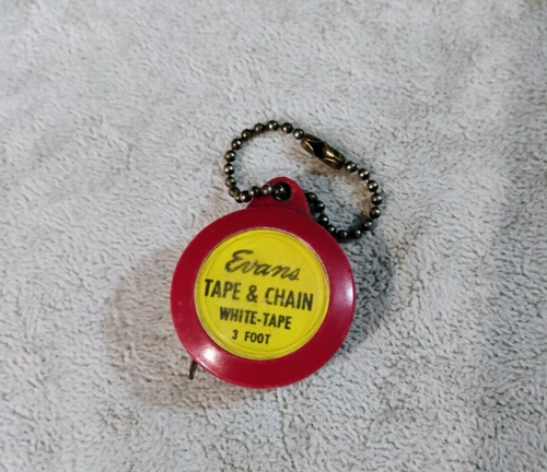 1950's Evans 3' Tape Measure & Chain Promo Advertising Keychain RARE ...