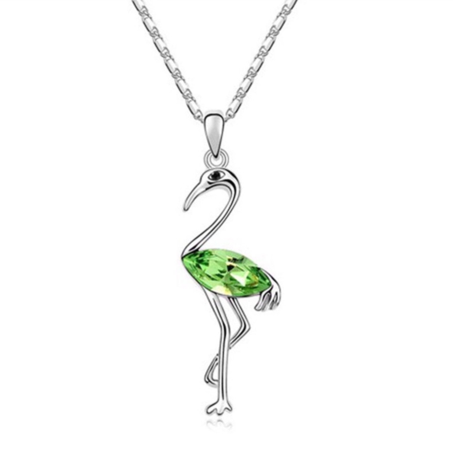 Flamingo Austrian Crystal Pendant 925 Sterling Silver Chain Necklace ...
