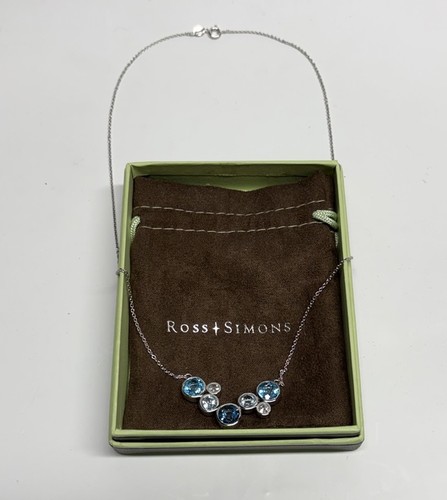 Ross Simons Tonal Blue and White Topaz Bezel Necklace in Sterling ...