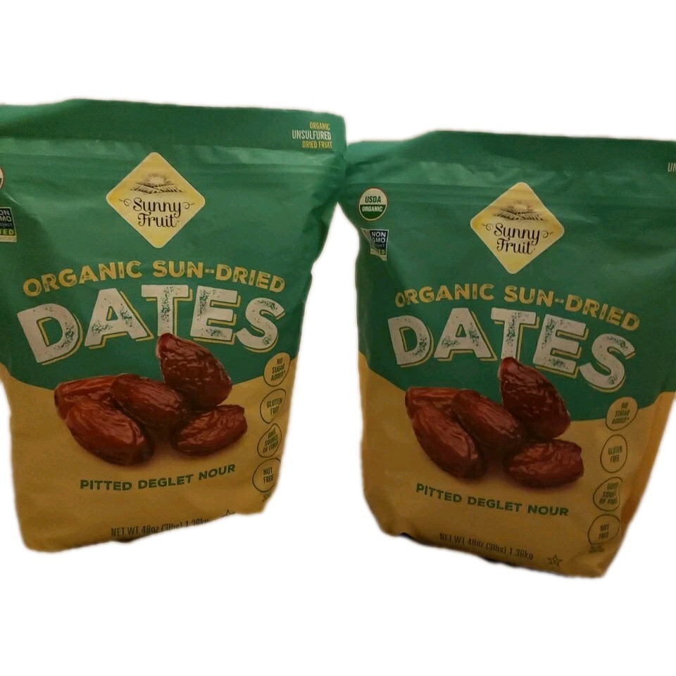 2 Pack Sunny Fruit Organic Pitted Dates 40oz Bags 5 lbs Total Deglet ...