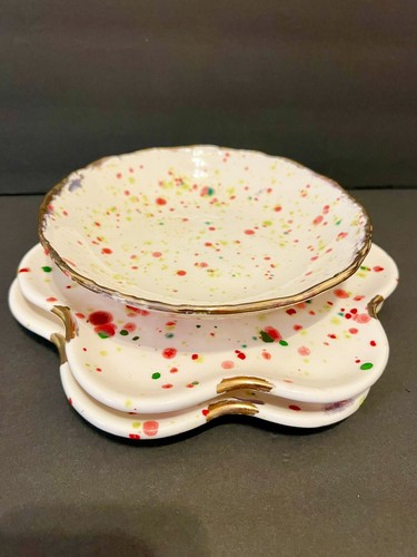 Mid Century Vintage Ceramic Bowl Plate Dish Splatter Paint Confetti ...