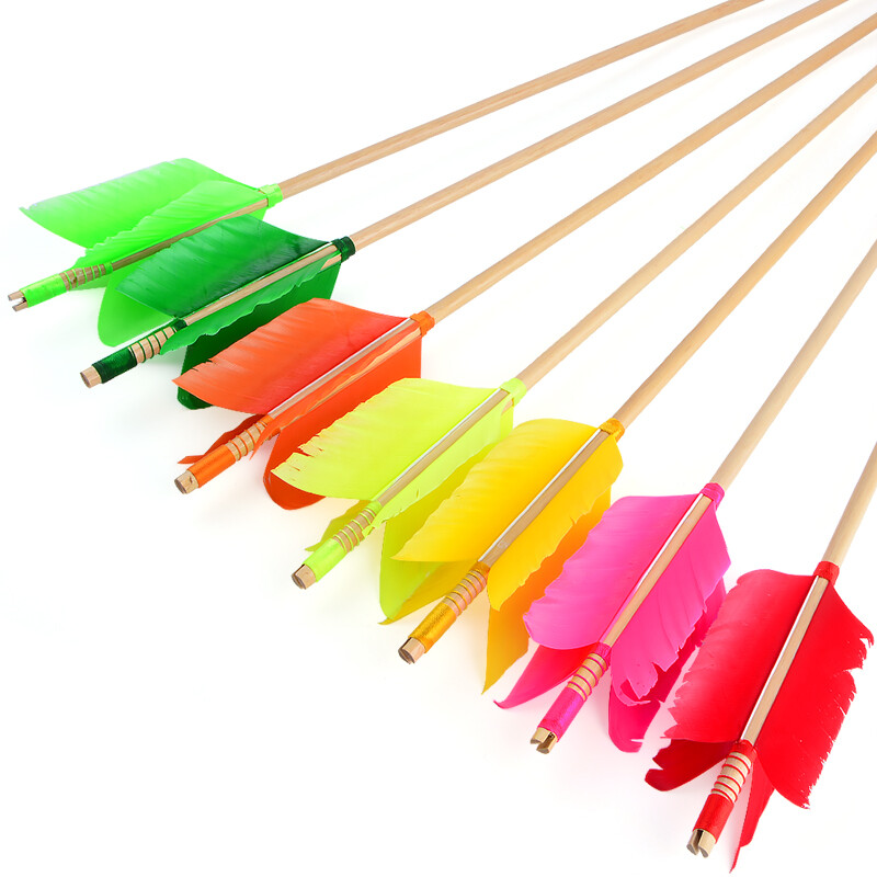 32" Archery Flu-Flu Arrow 8.5mm Traditional Wooden 4 Turkey Feather ...