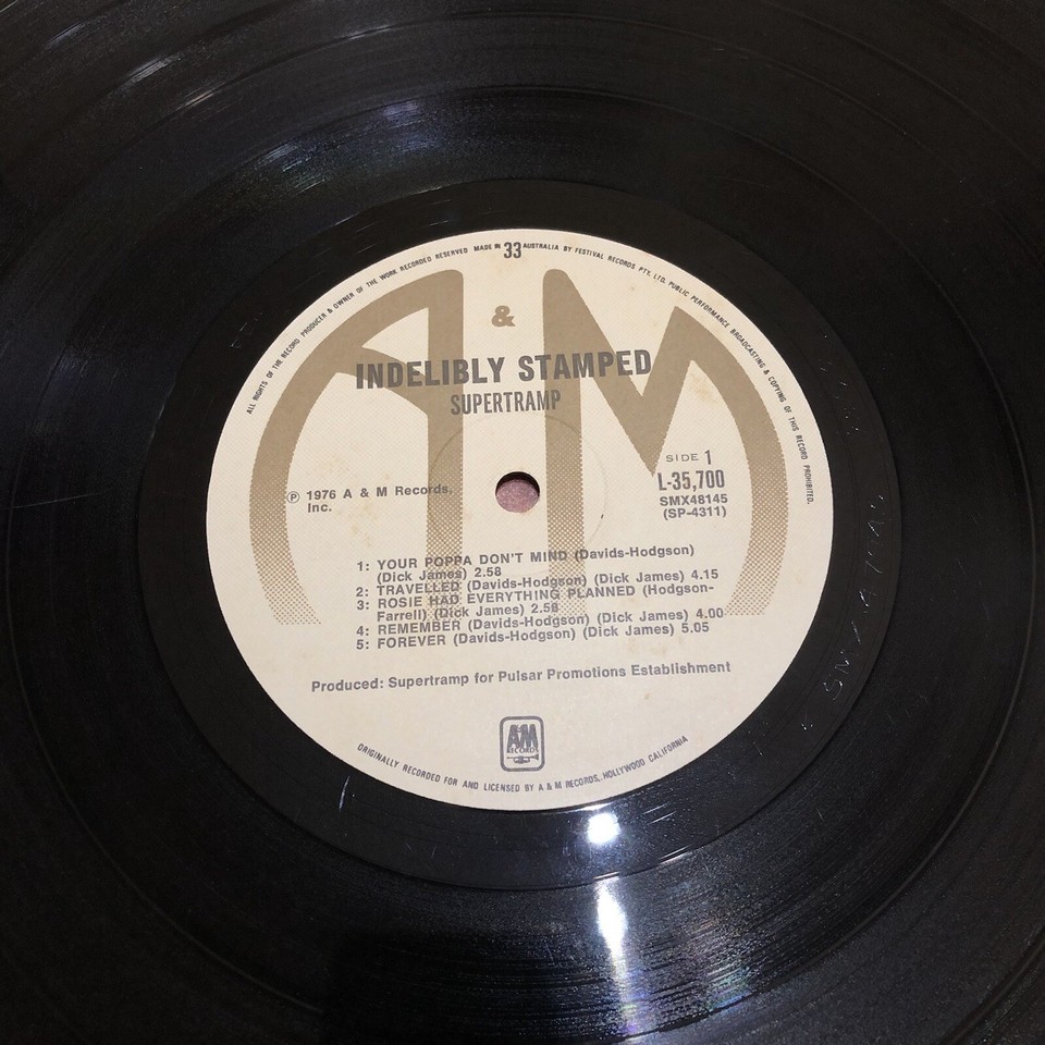 Supertramp - Indelibly Stamped Vinyl LP 12" Rock. (12A1) | eBay Australia