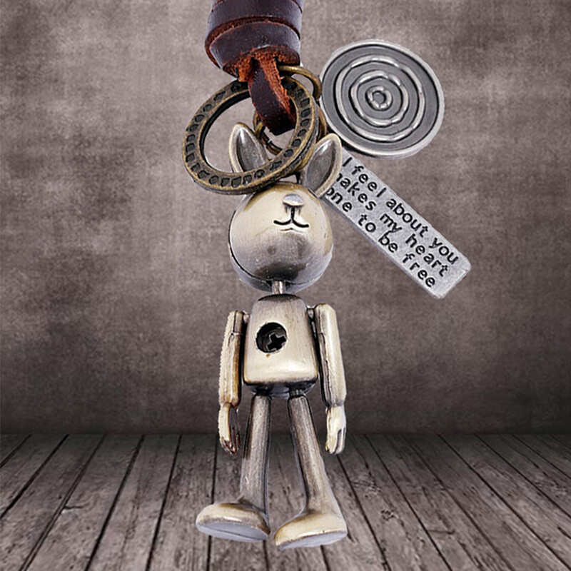 Vintage Engraved Bronze Robot Backpack Car Keychain Accessories Fashion ...