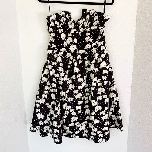 Size 8 Laura Stang Porridge Black & White Strapless Elephant Womens ...