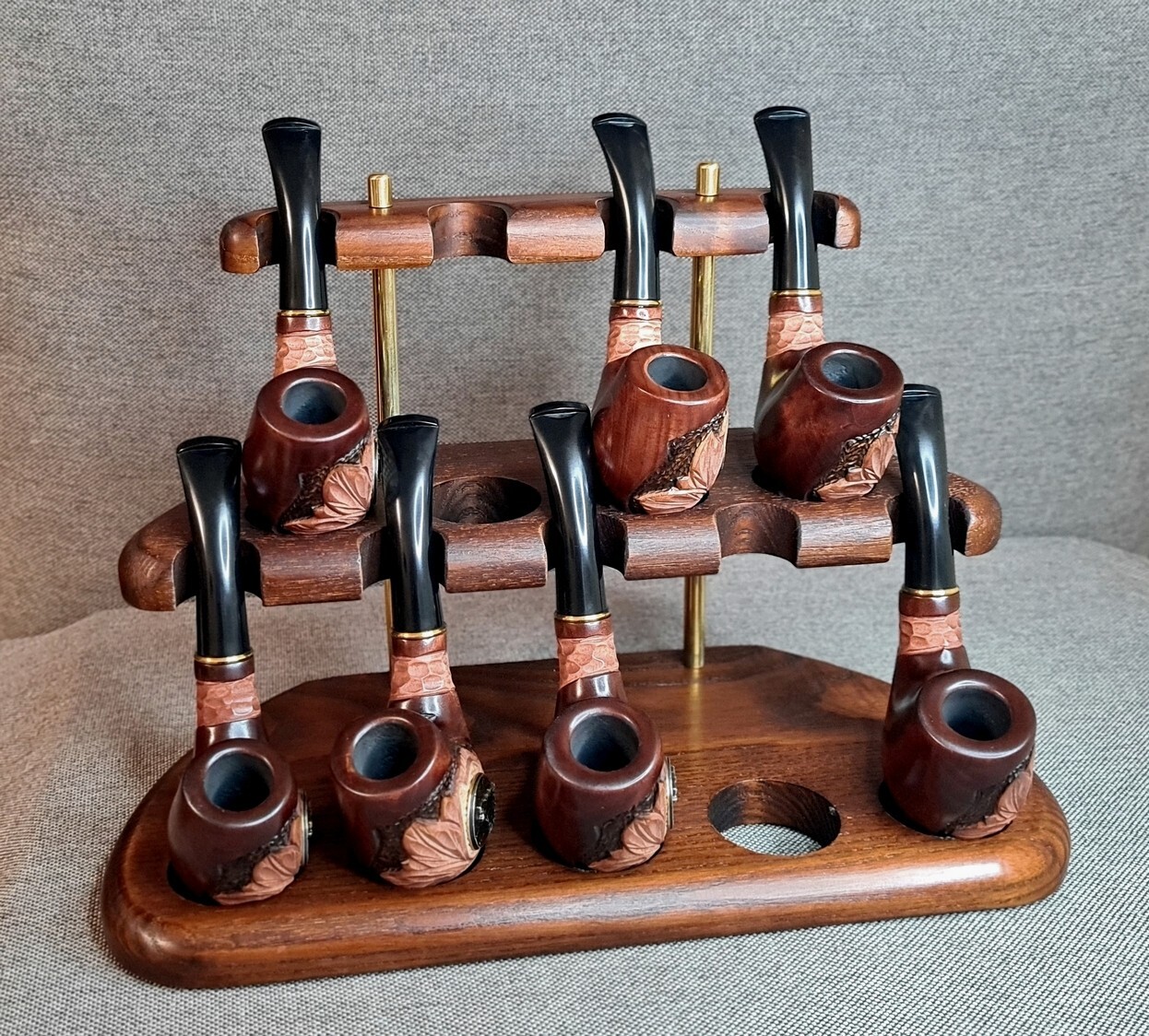 Pipe Stand for 9 Smoking Bowls - Wooden Pipe Holder - Tobacco Pipe Rack ...