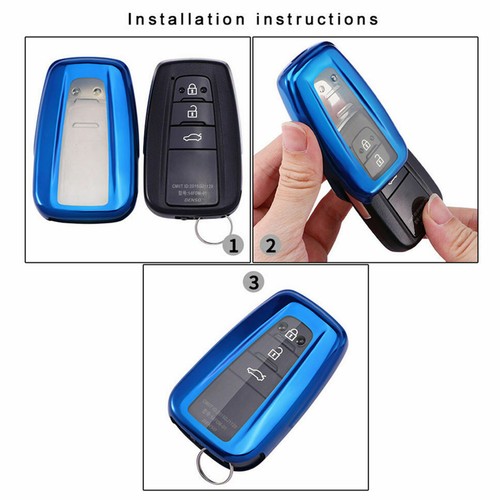 Blue TPU Car Remote Smart Key Cases Cover For Toyota Camry CHR Prius ...