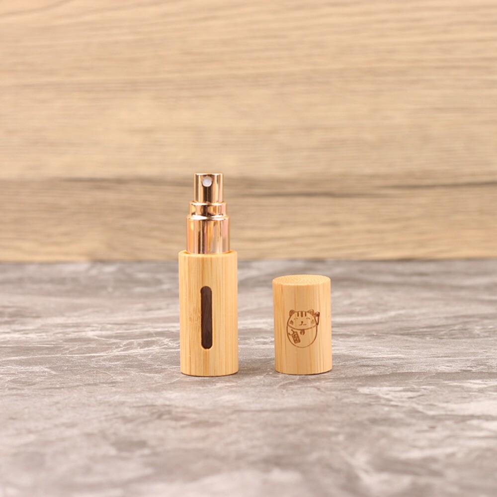 Mini Perfume Spray Bottle Bamboo Liquid Container Travel | eBay