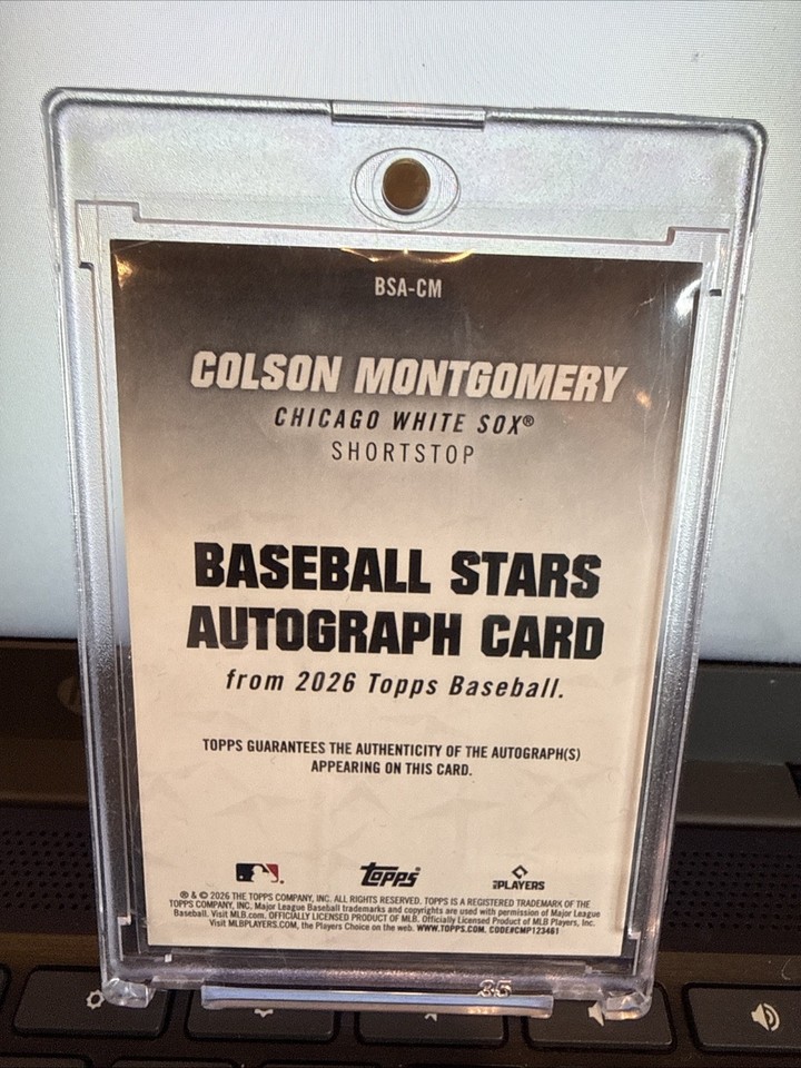 2026 Topps series 1 Colson Montgomery baseball stars Auto (RC) white ...