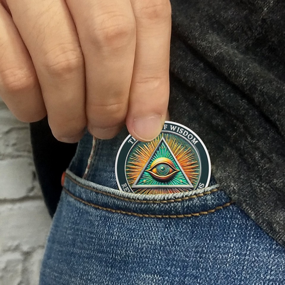 5 Pcs Eye of Wisdom Skull Masonic Coin - Silver Plated Freemason ...