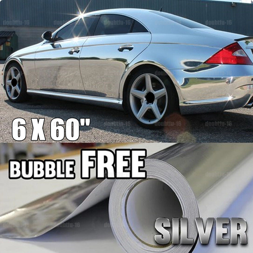 Silver Chrome Mirror Vinyl Wrap Film Car Sticker Decal Sheet ...