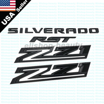 2019-2023 Matte Black Silverado RST Z71 Emblem Nameplate Badge Kit OEM ...