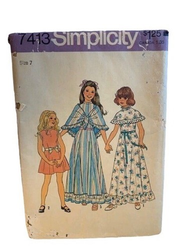 Simplicity 7413 Childrens Dress Shawl Pattern Size 7 Uncut 1970s ...