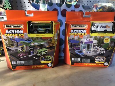 Matchbox FedEx Package Center with Express Delivery Van & MBX CITY BUS ...