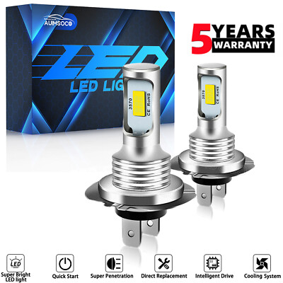 H7 LED Headlight Bulbs Kit High / Low Beam 6500K Super Bright White ...