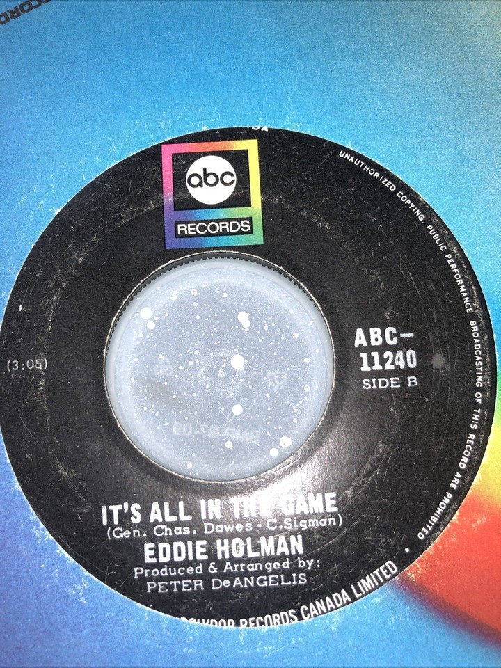 Eddie Holman – Hey There Lonely Girl / It's All In The Game 45 RPM ...