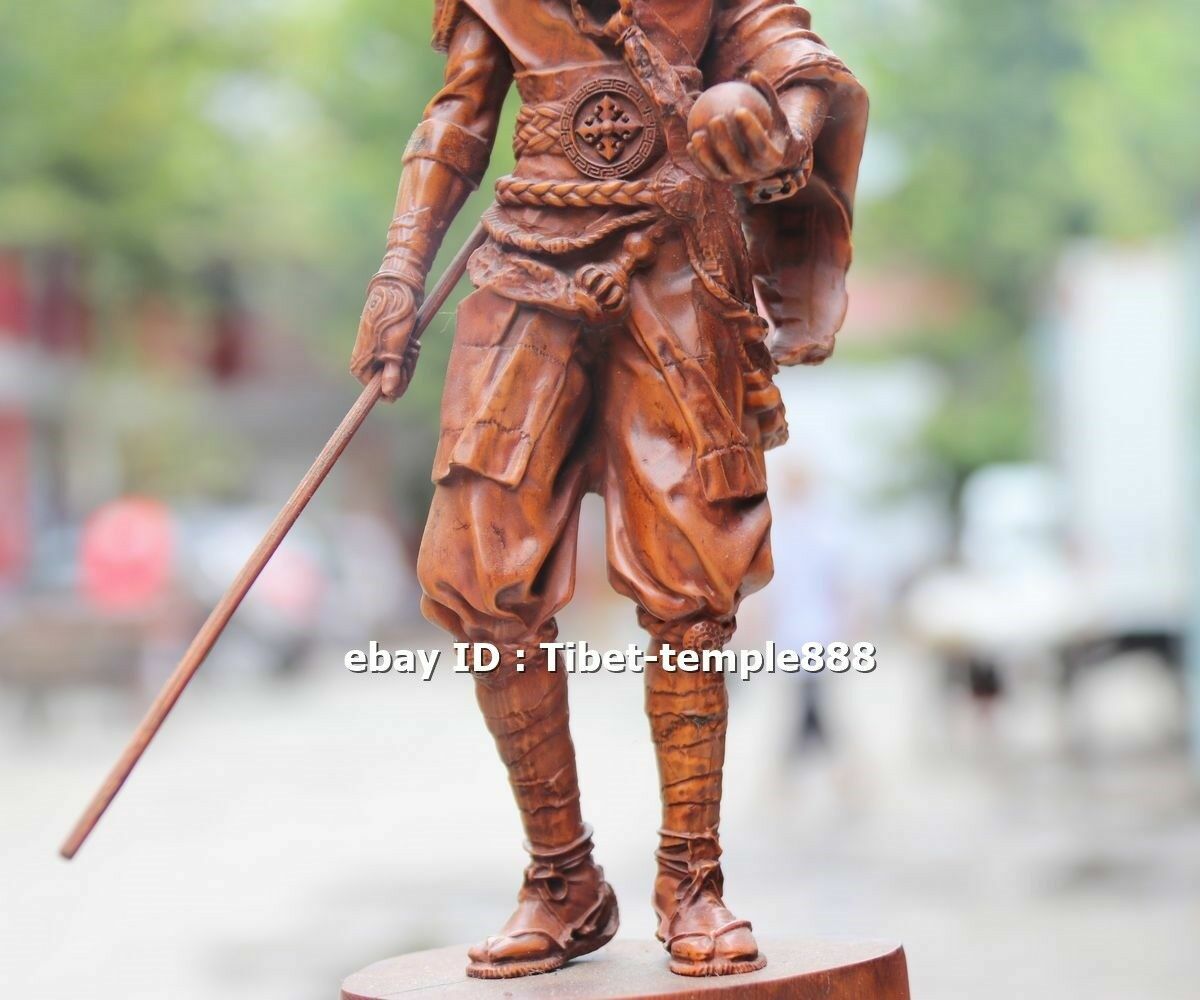27 CM Chinese Boxwood Handwork Magebane monk Buddhism warrior soldier ...