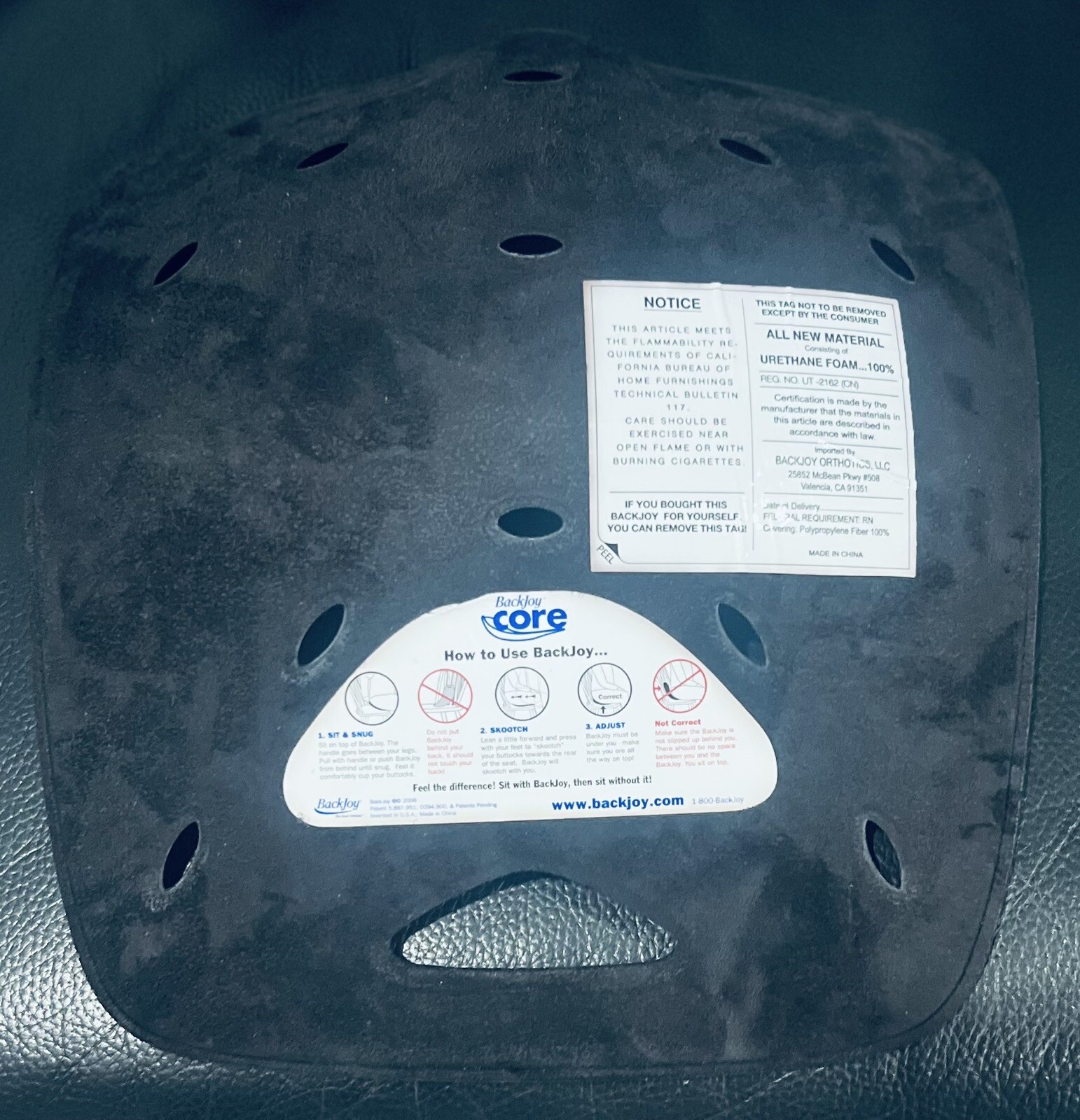 BackJoy Core Traction Plus Memory Form Posture Support Cushion | eBay