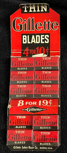 Vintage Gillette Thin Razor Blades Full Store Display Variation - 10 ...